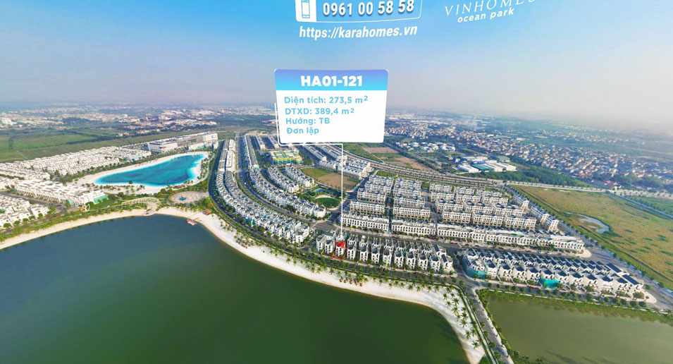 View 360° | Biệt thự Đơn lập Hải Âu HA01-121 View hồ Ngọc Trai - Vinhomes Ocean Park | KARAHOMES